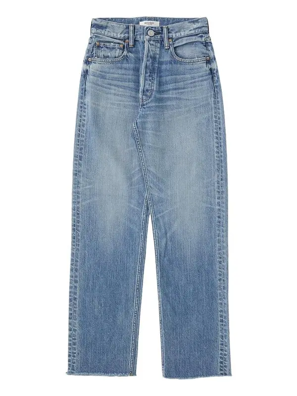 MOUSSY Olivia High Waist Wide Leg Jeans - Blue
