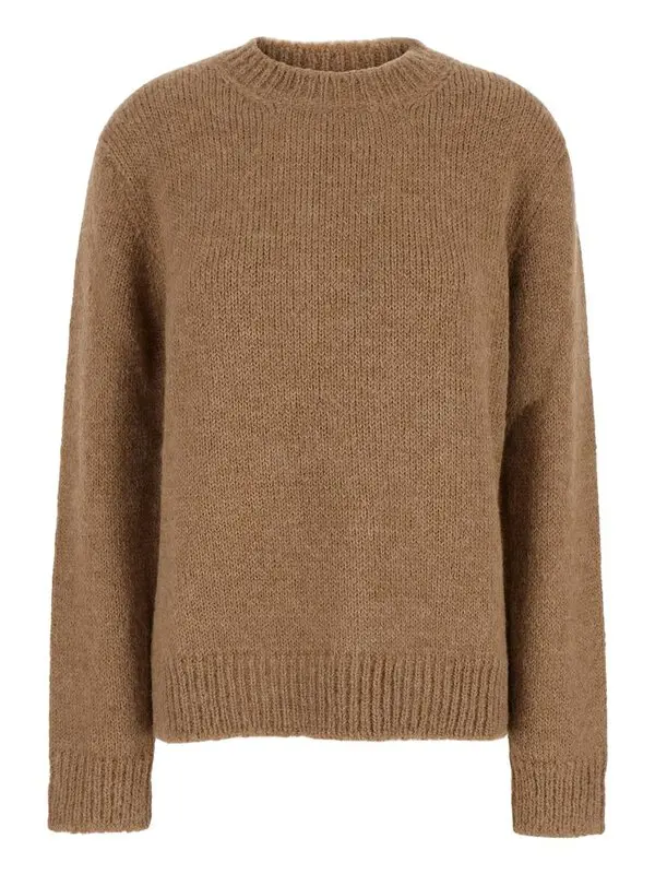 JIL SANDER Oversized Wool Sweater With Ribbed Trim - Beige