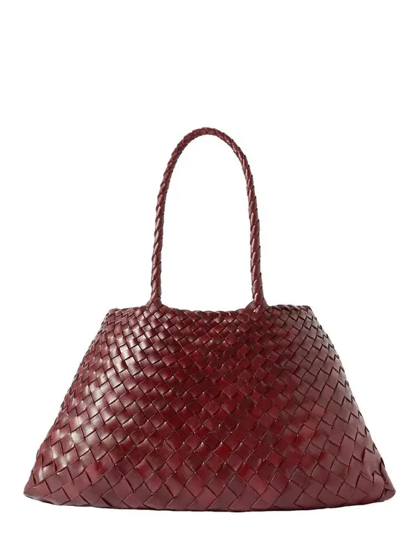 Dragon Diffusion Santa Croce Woven Leather Tote Bag - Burgundy