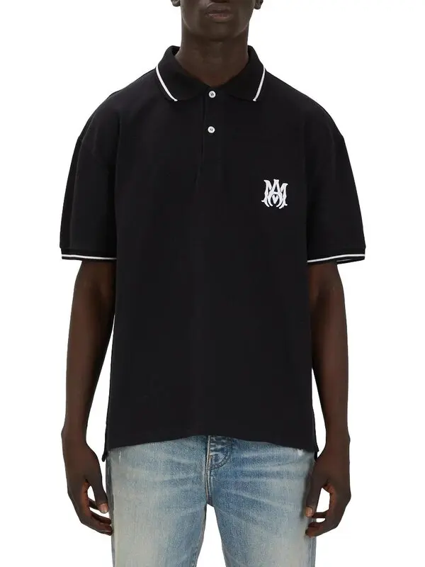 Amiri Logo-embroidered Cotton Polo Shirt - Black