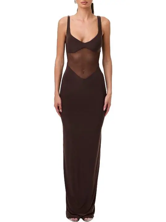 Naked Wardrobe Smokeshow Maxi Dress - Dark Chocolate
