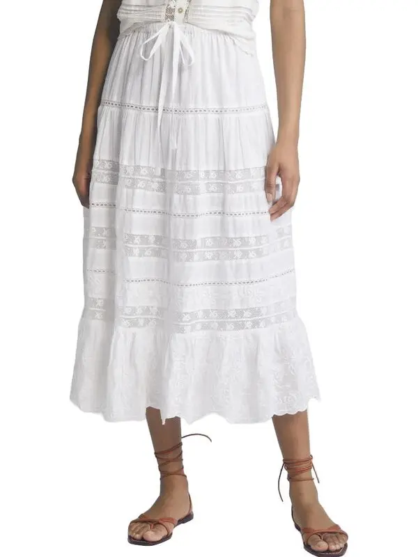 LoveShackFancy Donna Lace Maxi Skirt - White