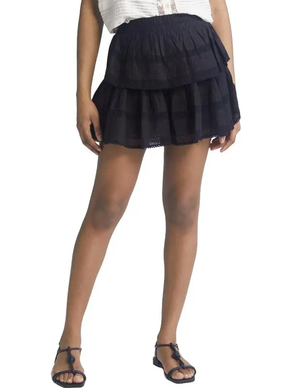 LoveShackFancy Tiered Ruffle Miniskirt - Black