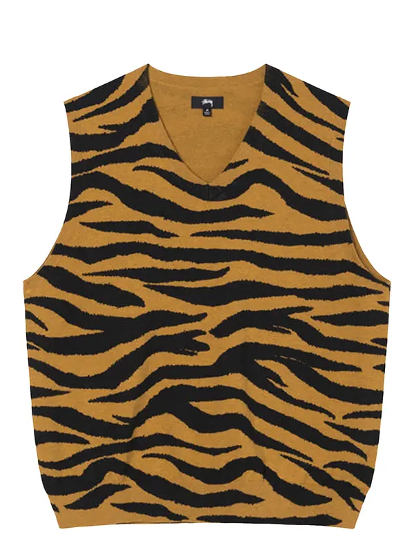 StÜssy Tiger Print Sweater Vest - Yellow