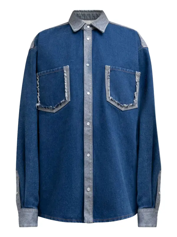 Marni Denim Patch Cotton Shirt - Blue