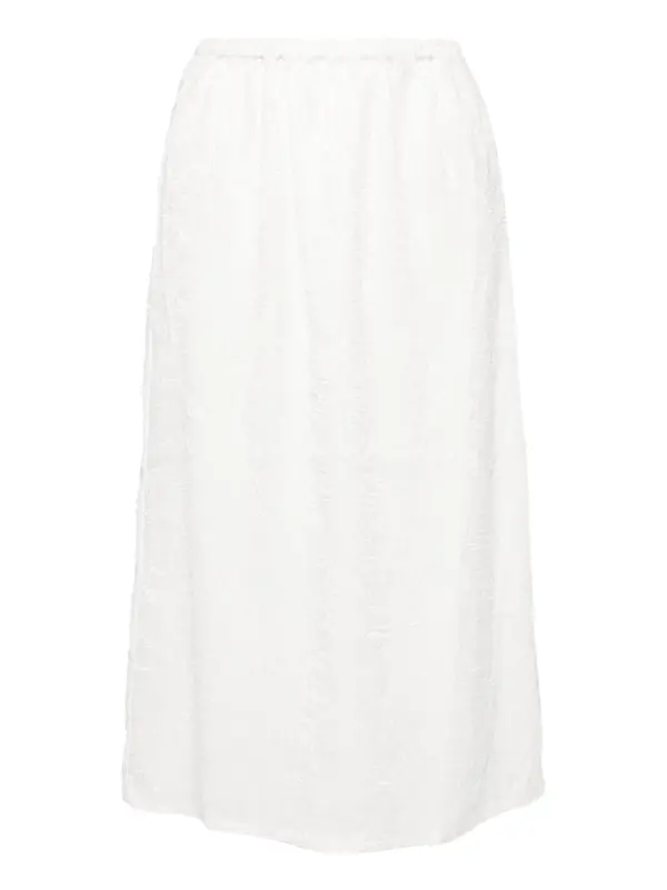 TOUT A COUP Satin Midi Skirt - White