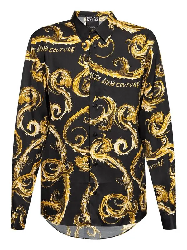 Versace Watercolor Couture-print Shirt - Black