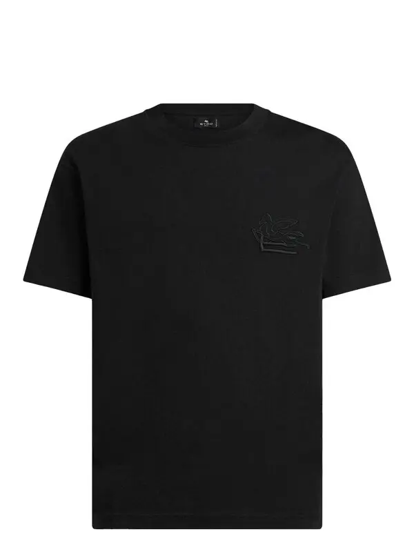 Etro Logo-embroidered Cotton T-shirt - Black