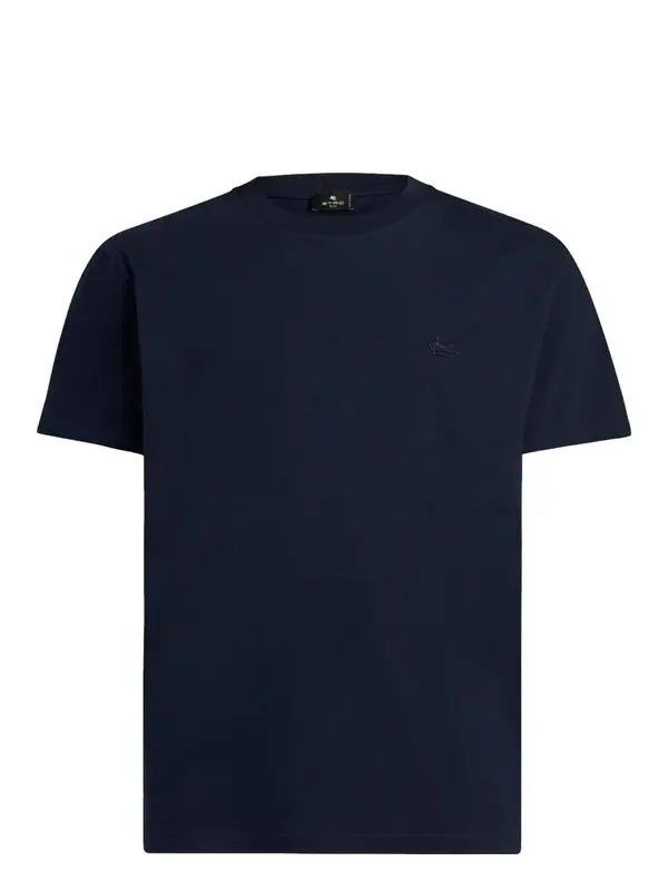 Etro Logo-embroidered Cotton T-shirt - Blue
