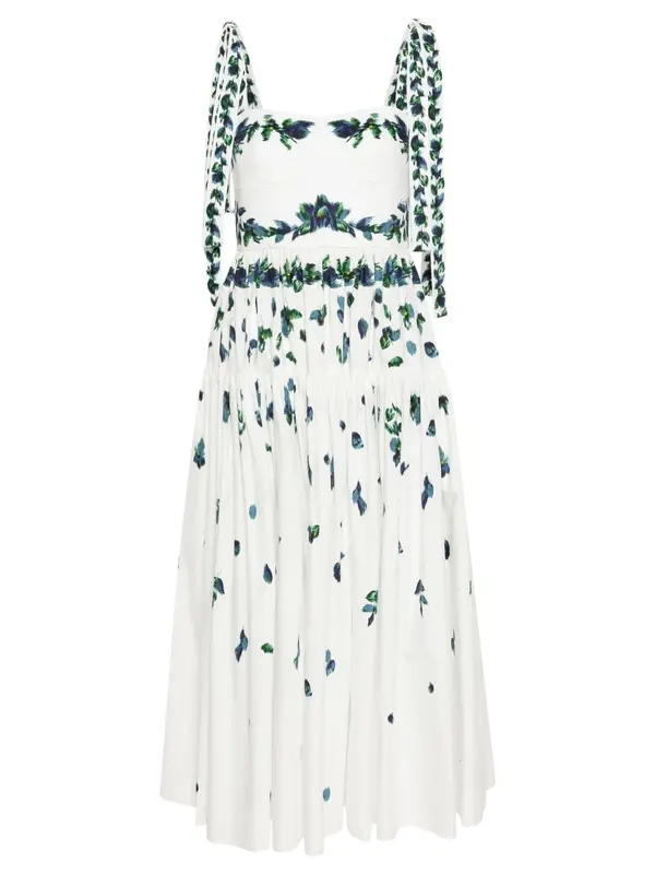 Erdem Floral-print Tiered Midi Dress - White