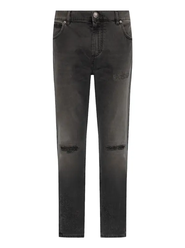 Balmain Slim-cut Distressed Jeans - Black
