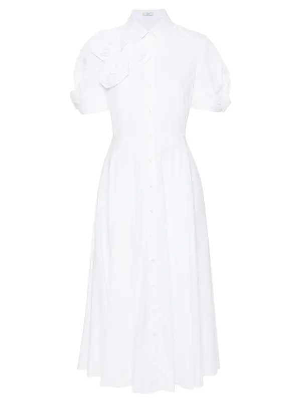 Erdem Rose-appliqué Shirt Dress - White