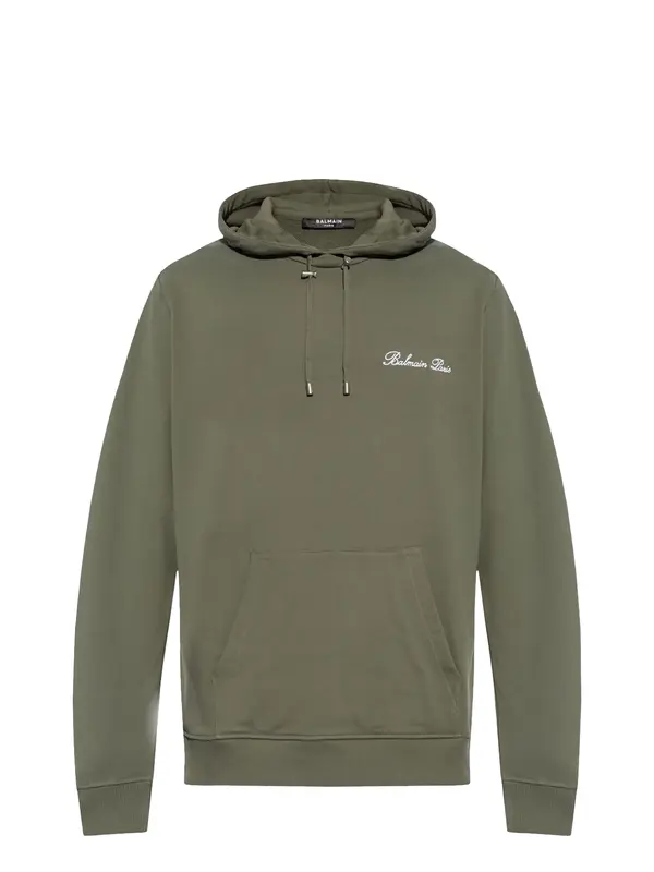 Balmain Logo-embroidered Hoodie - Green