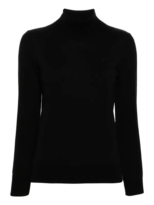 A.p.c. Logo-embroidered Wool Jumper - Black