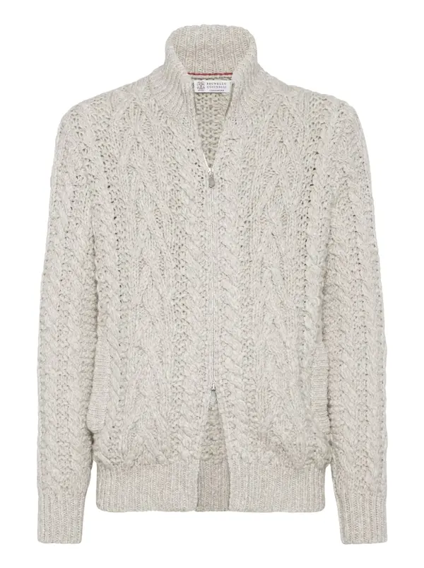 Brunello Cucinelli Cable-knit Zip-up Cardigan - Neutrals