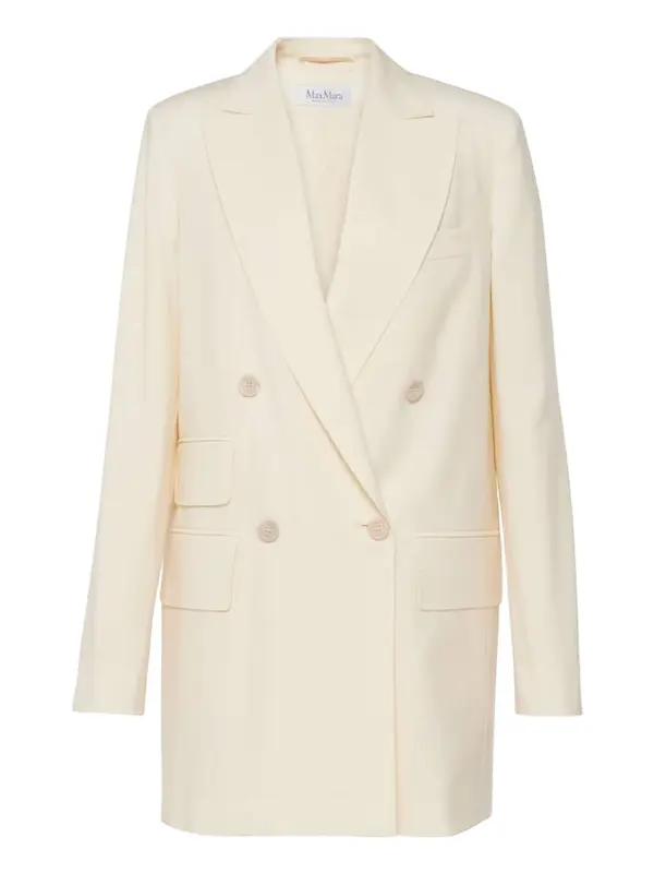 Max Mara Double-breasted Virgin Wool Blazer - White