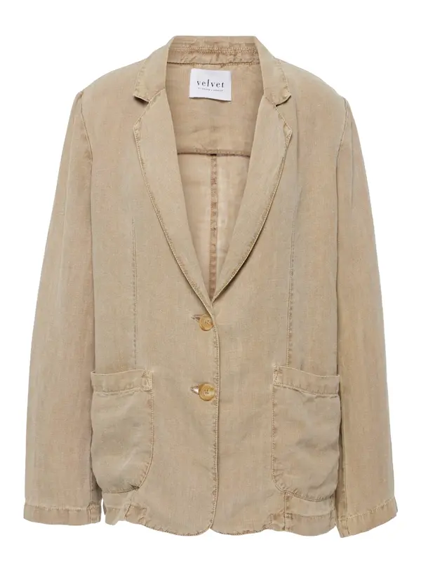 Velvet By Graham & Spencer Lenny Linen Blazer - Brown