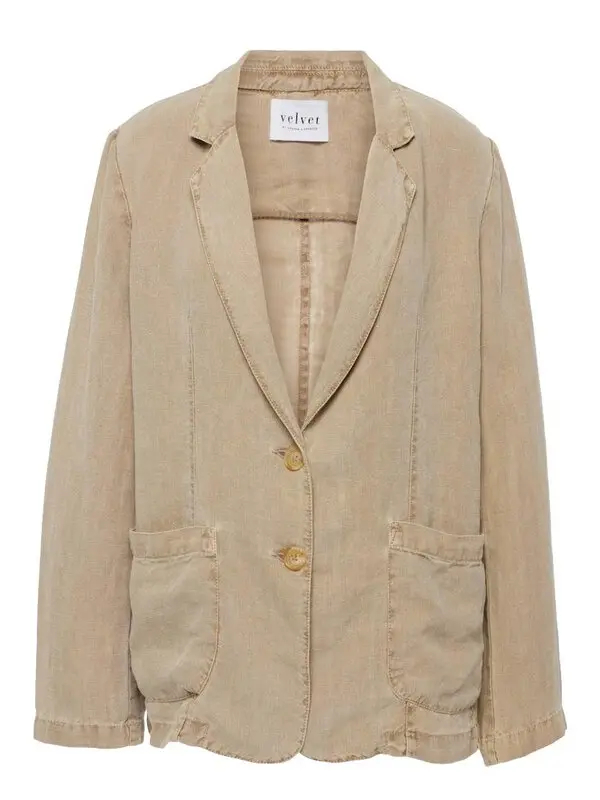 Velvet By Graham & Spencer Lenny Linen Blazer - Brown