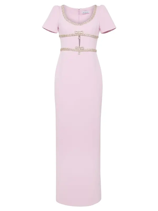 SELF-PORTRAIT Crystal-embellished Crêpe Gown - Pink