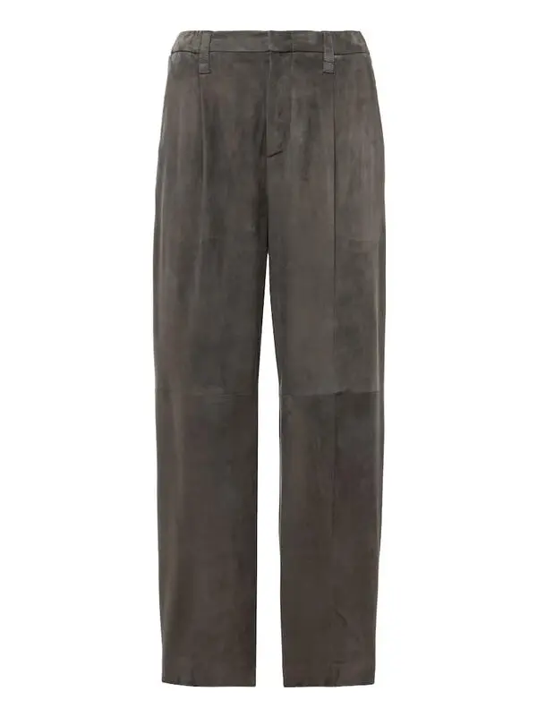 Brunello Cucinelli Suede Straight Pants - Grey