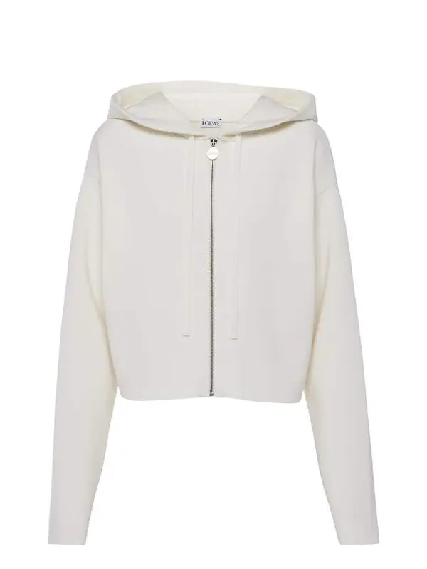 Loewe Anagram Wool-blend Zip-up Hoodie - White