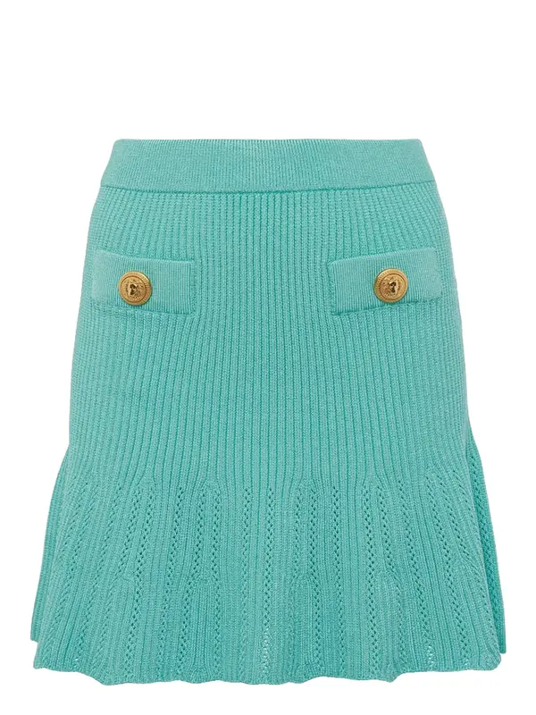 Balmain Knitted Miniskirt - Green