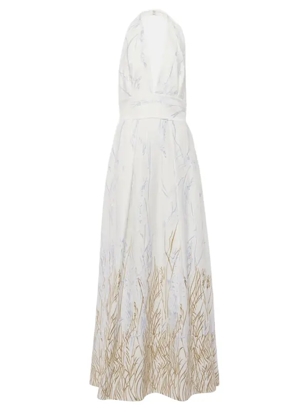 Elie Saab Embroidered Halterneck Gown - White