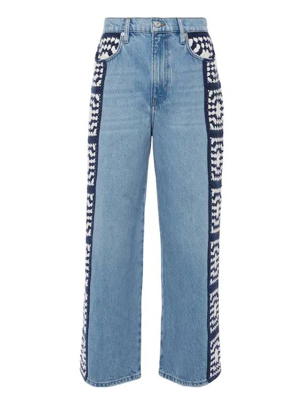 FRAME Le Jane Crop Crochet Straight Jeans - Blue