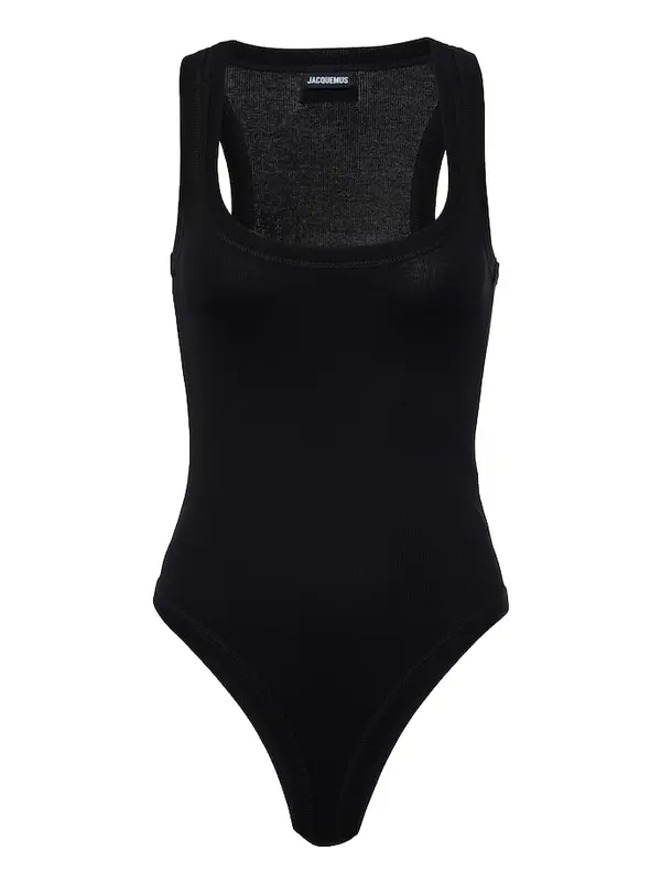 Jacquemus Le Body Gros Grain Cotton Bodysuit - Black