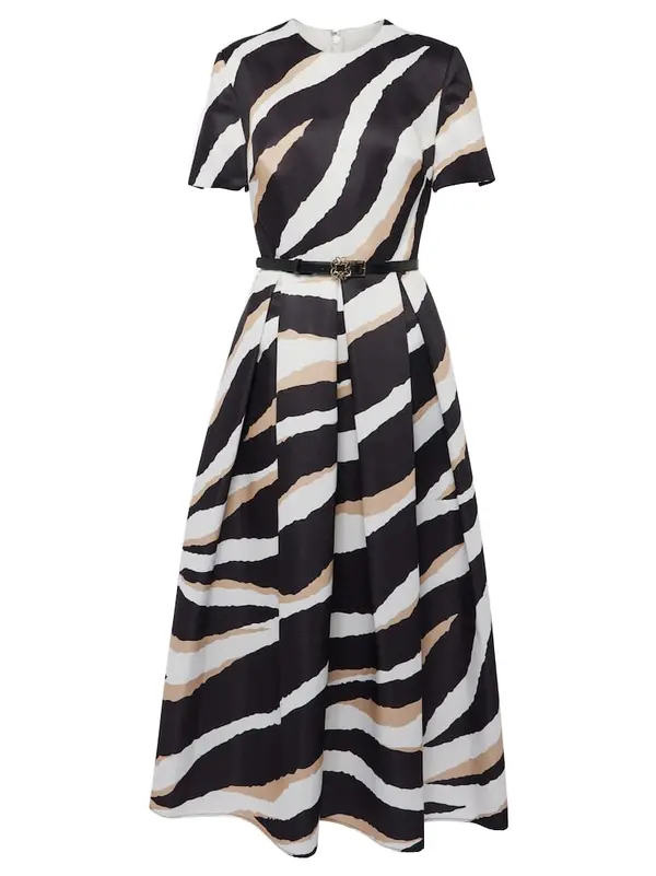 Elie Saab Printed Silk-blend Midi Dress - Neutrals