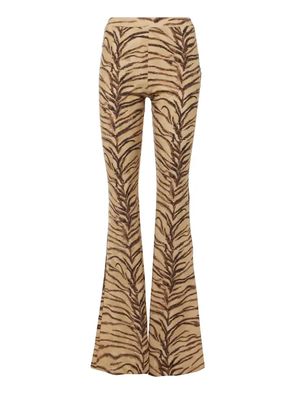 Stella McCartney Tiger-print Flared Pants - Beige