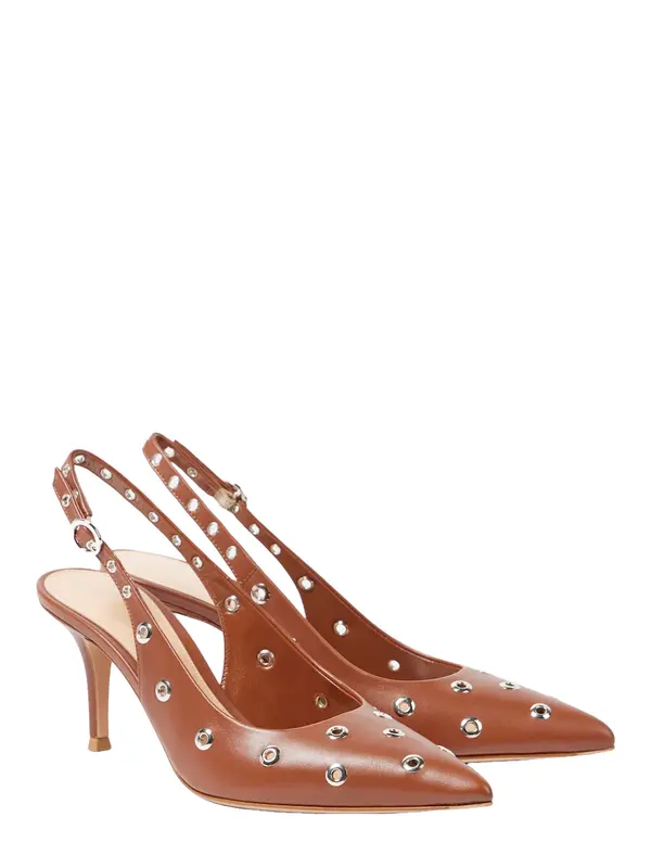GIANVITO ROSSI Lydia 70 Leather Slingback Sandals - Brown