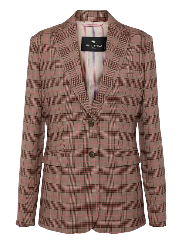 Etro Checked Wool-blend Blazer - Multicoloured
