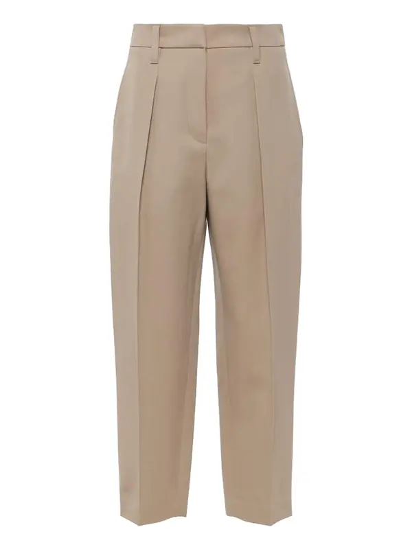 Brunello Cucinelli Wool-blend Straight Pants - Beige