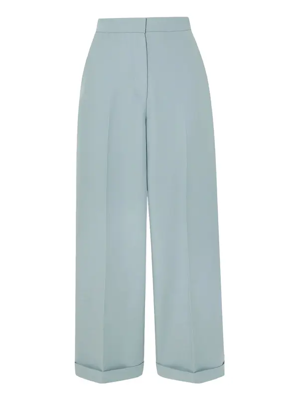 INTERIOR Nico Pleated Wide-leg Pants - Slate Blue