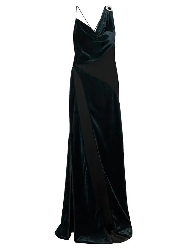 Coperni Open-back Embellished Faux Fur And Chiffon Gown - Black