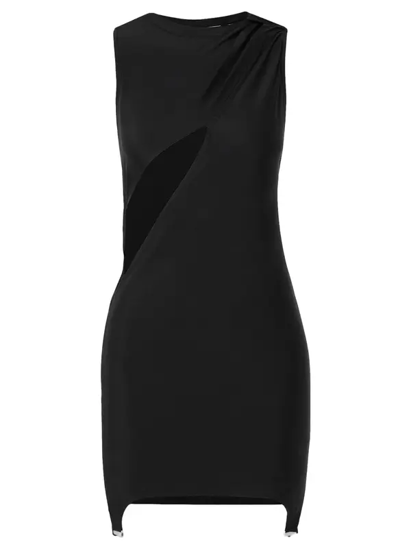 COURREGES Cutout Twisted Stretch-jersey Mini Dress - Black