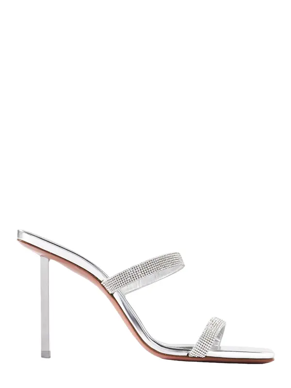 Amina Muaddi Rih Crystal-embellished Mirrored-leather Sandals - Silver