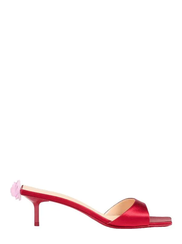 Magda Butrym Floral-appliquéd Satin Mules - Crimson