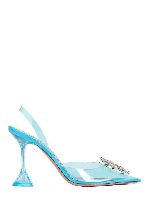 Amina Muaddi Begum Crystal-embellished Slingback Pumps - Azure