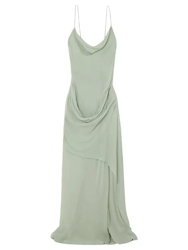 Christopher Esber Draped Silk-georgette Maxi Dress - Sage Green