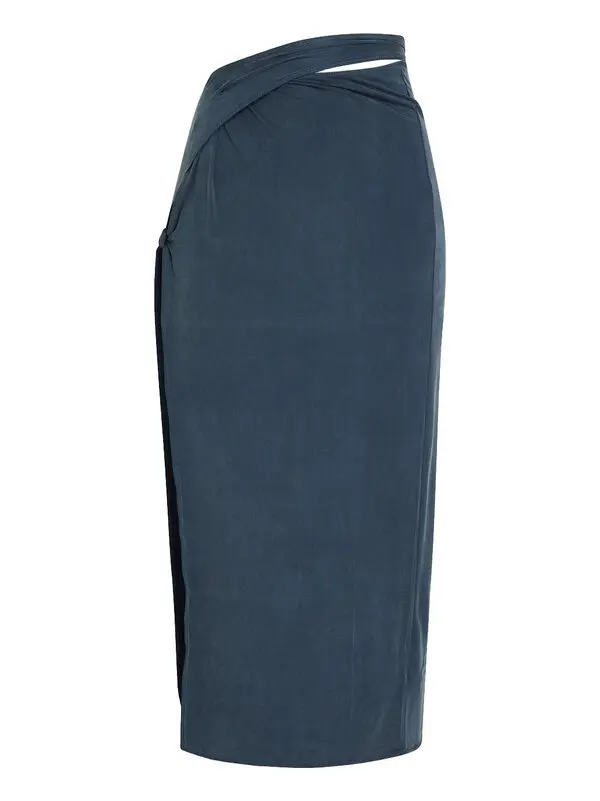 Jacquemus Espelho Twisted Cupro-blend Jersey Midi Skirt - Navy