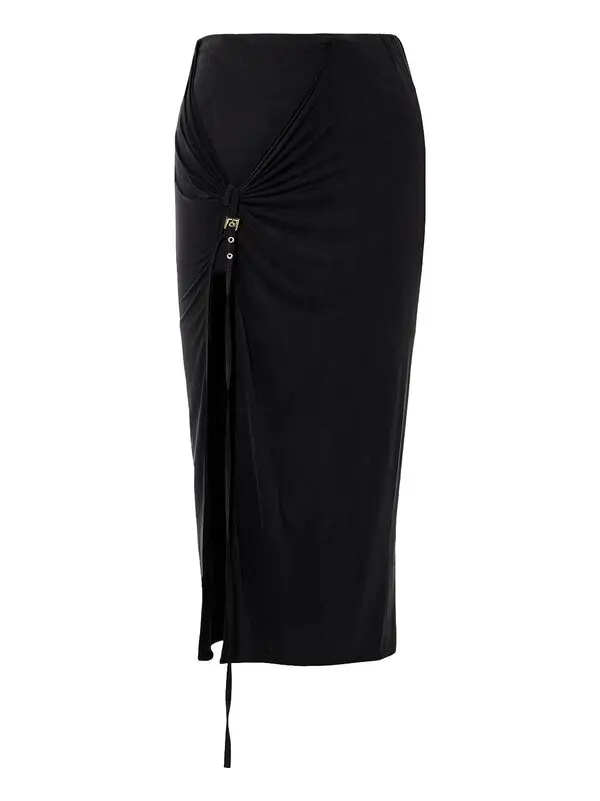 Jacquemus Croissant Buckled Ruched Midi Skirt - Black