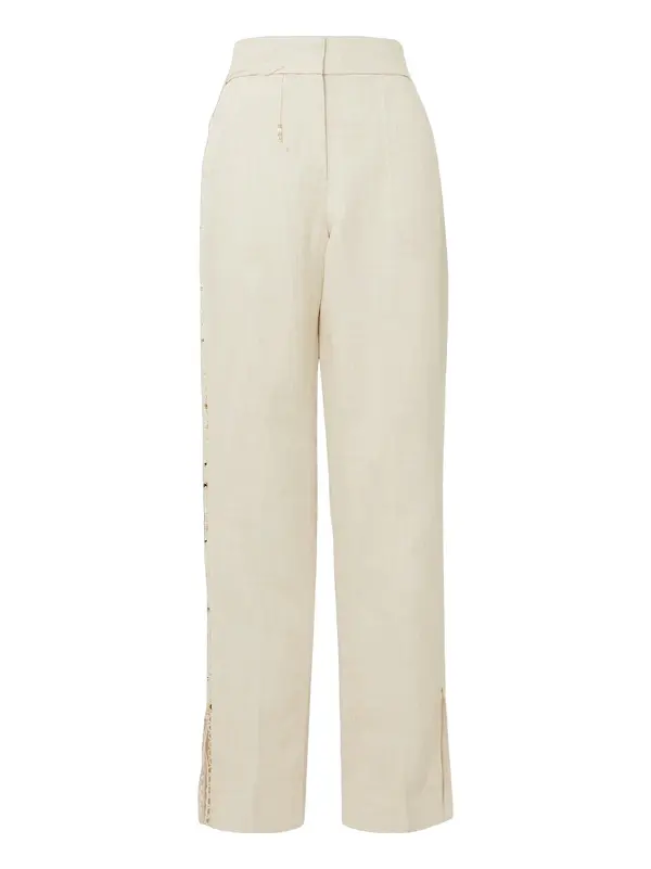 Jacquemus Lace-up Linen-blend Pants - Ecru