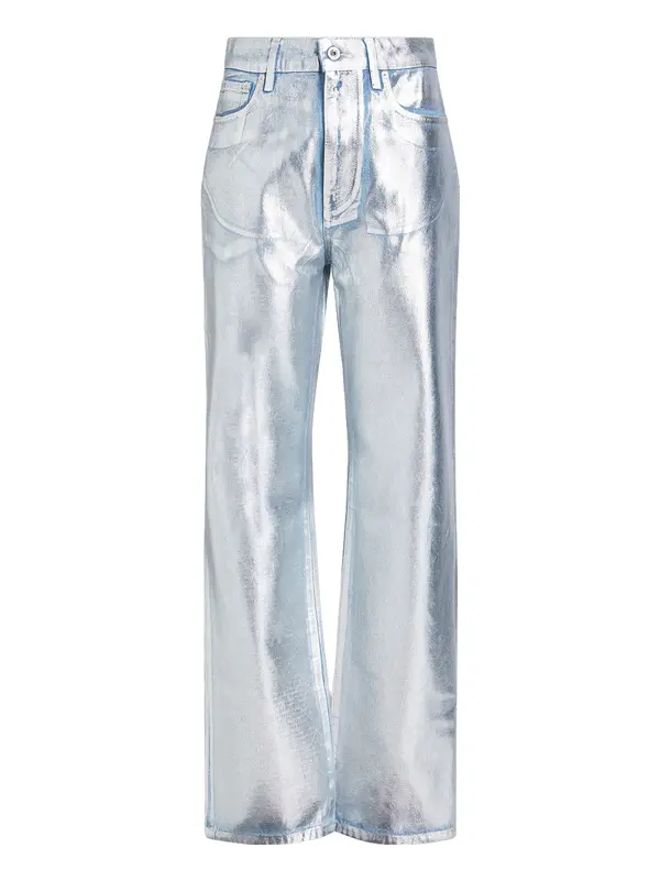 Rabanne Coated Metallic Bootcut Jeans - Silver