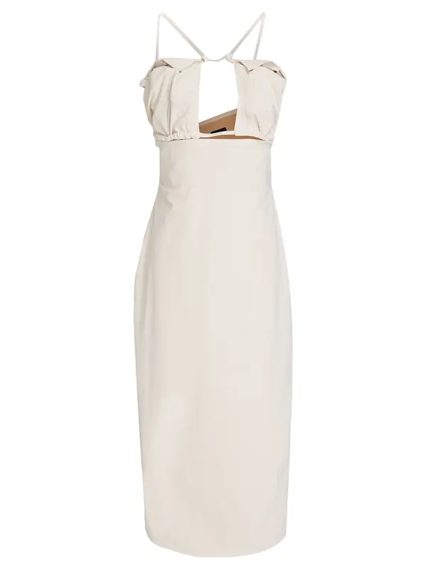 Jacquemus Cutout Stretchtwill Midi Dress - Ecru