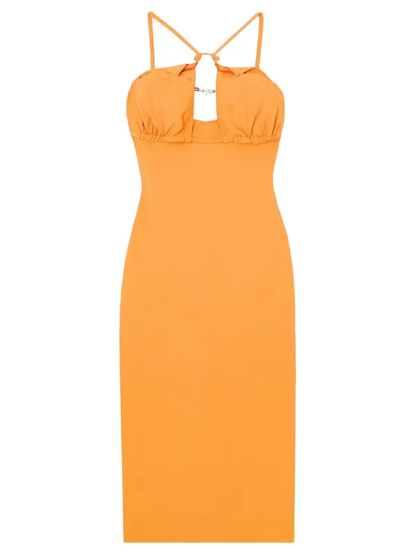 Jacquemus Cutout Stretchtwill Midi Dress - Orange