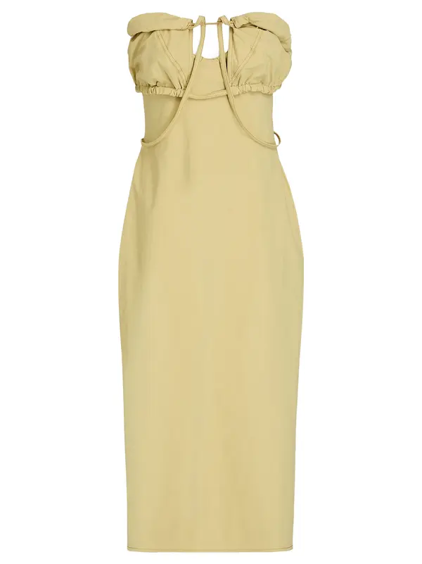 Jacquemus Cutout Stretchtwill Midi Dress - Sage Green