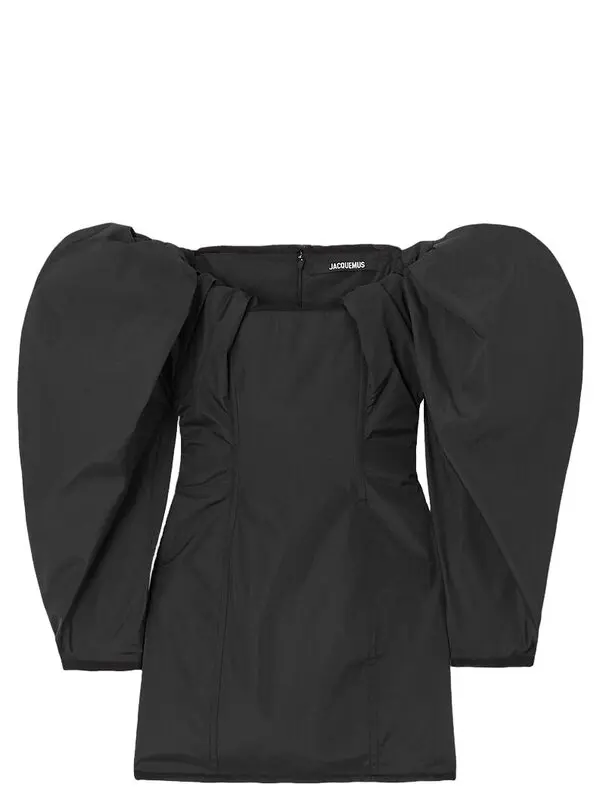 Jacquemus Off-the-shoulder Gathered Taffeta Mini Dress - Black
