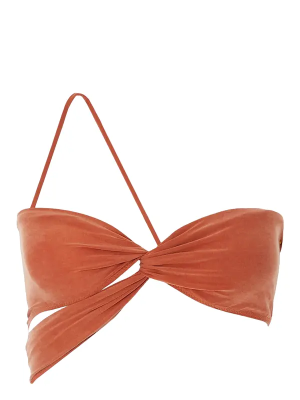Jacquemus Espelho Cropped Bandeau Top - Tan